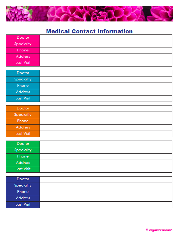 medical-contacts - Organized Marie